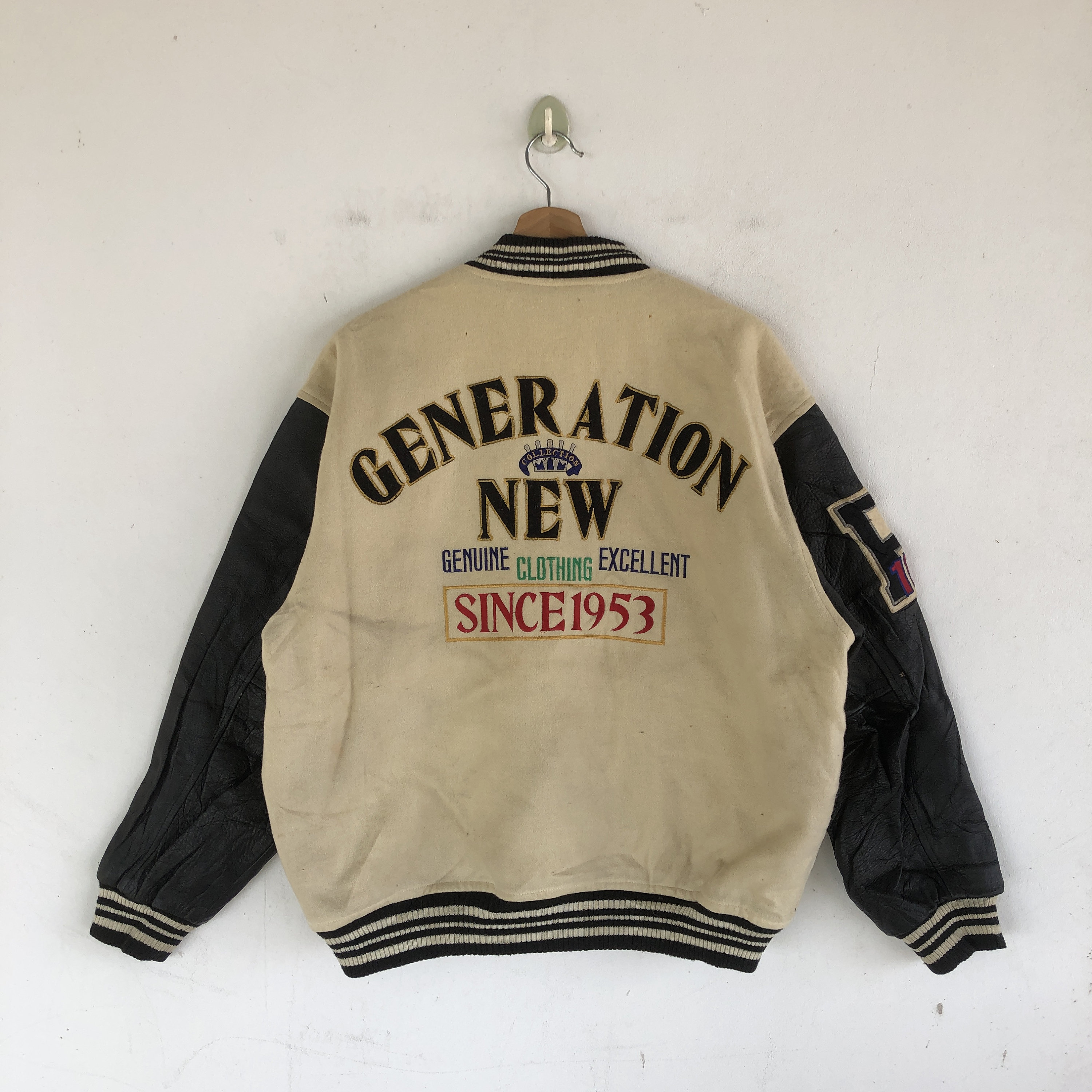 Vintage Flavor Varsity Wool Jacket 90s Embroidery Letterman Jacket ...