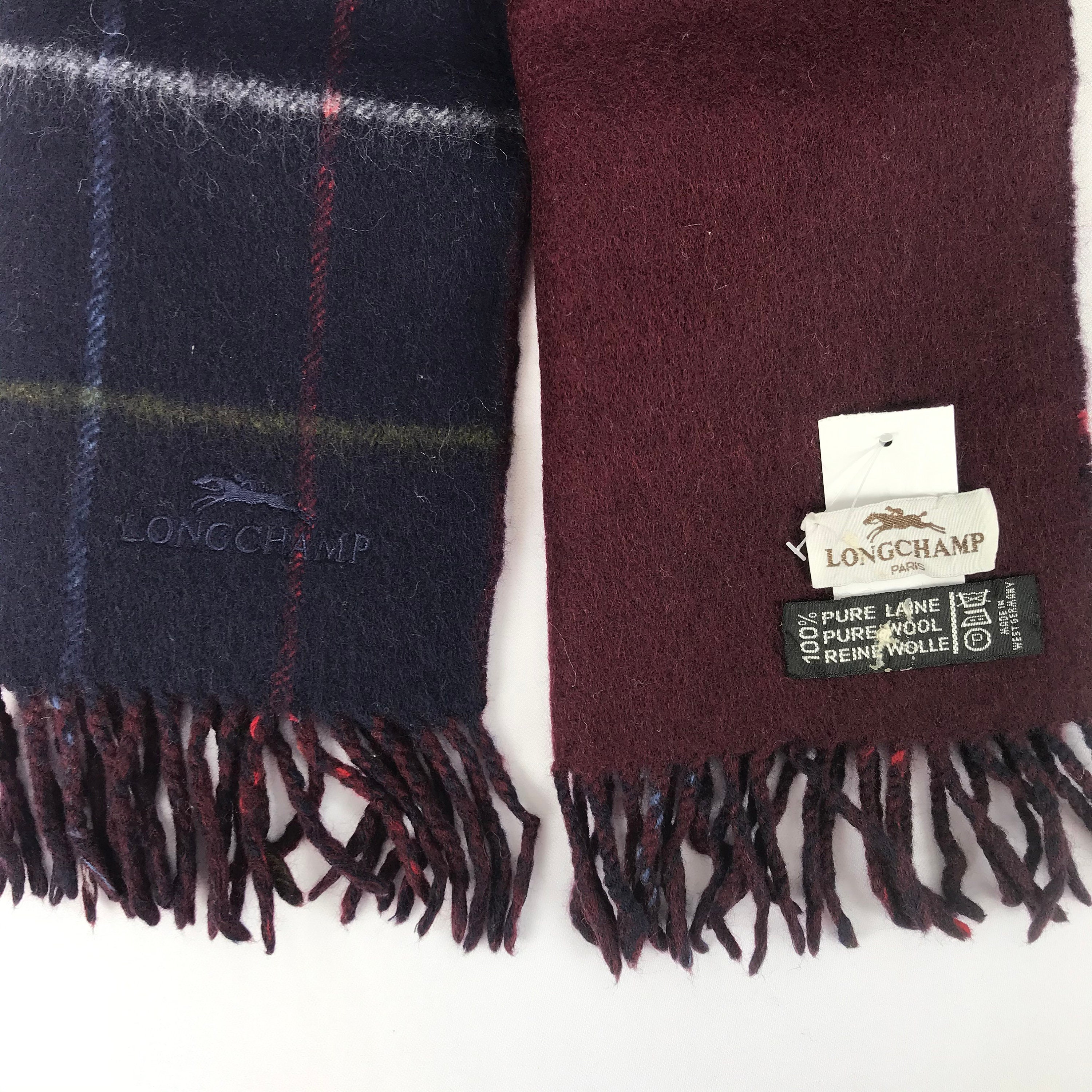 Vintage Longchamp Wool Scarf Womens Winter Accessories Muffler ...