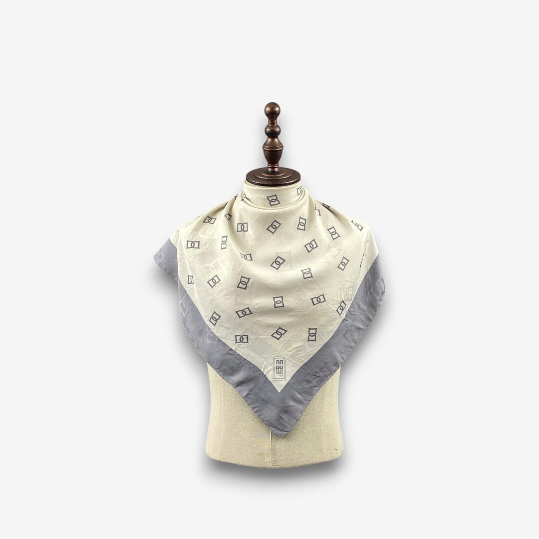 Vintage 90s Daks London Silk Scarf, Monogram Grid Twill Silk Scarves ...