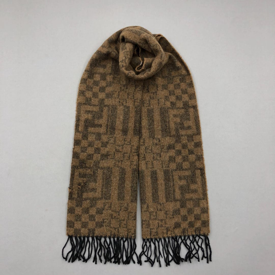 Vintage Fendi Lambswool Scarf Fendi Monogram Wool Scarves Muffler Wrap ...