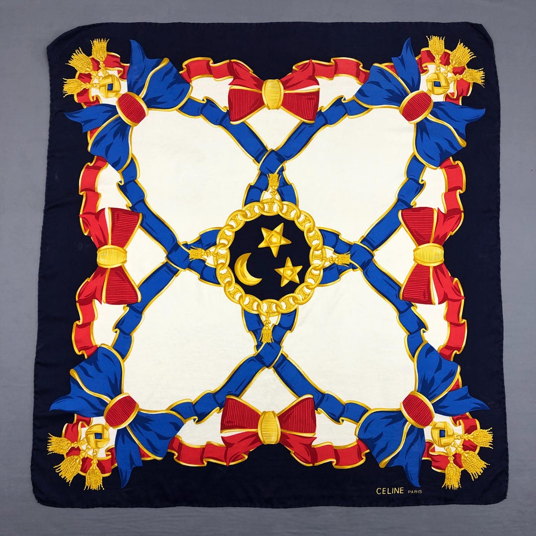 Vintage Celine Scarf, Twill Silk Scarf, Vintage Celine Paris Silk ...