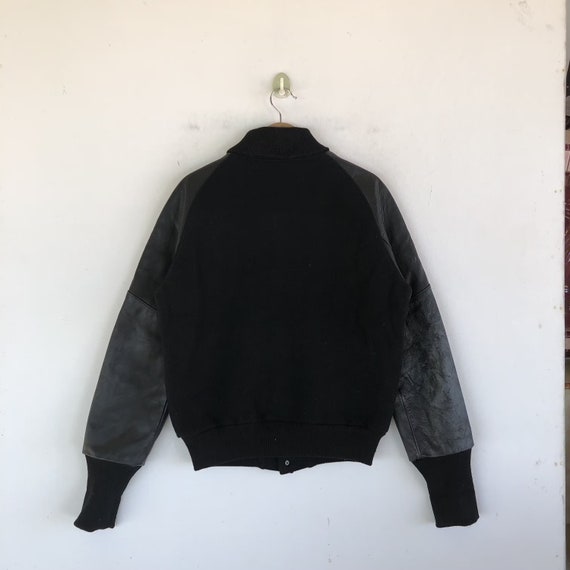 Vintage TMT Leather Varsity Jacket 90s Letterman Bomb… - Gem