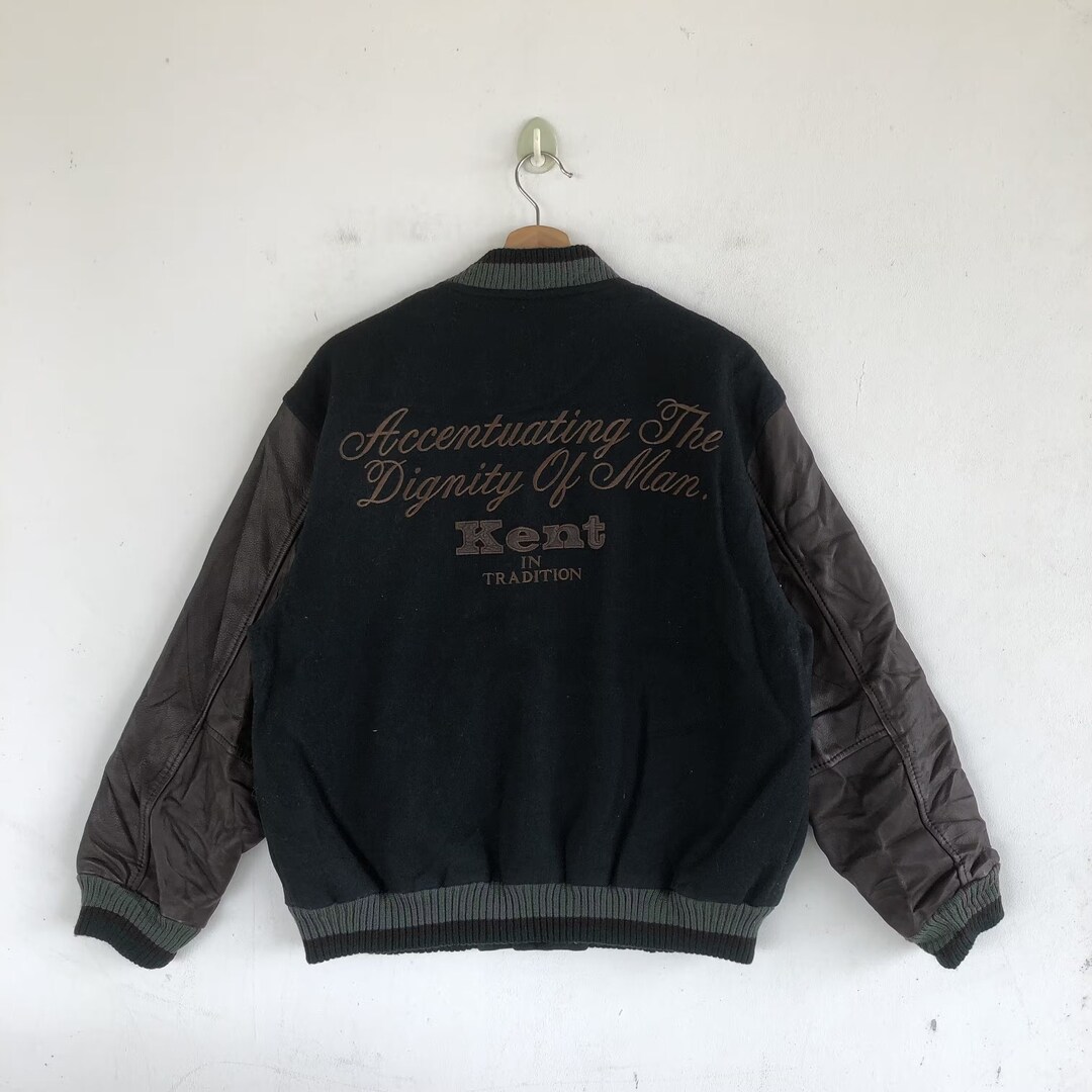Vintage Kent Varsity Jackets 90s Letterman Embroidery Baseball Jacket ...