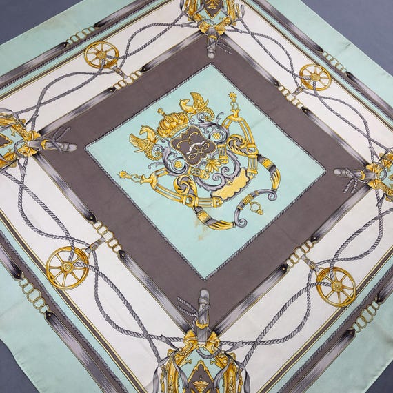 Vintage Chain Carriage Silk Scarf, Vintage Silk Neck … - Gem