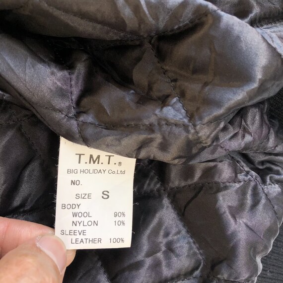 Vintage TMT Leather Varsity Jacket 90s Letterman Bomb… - Gem