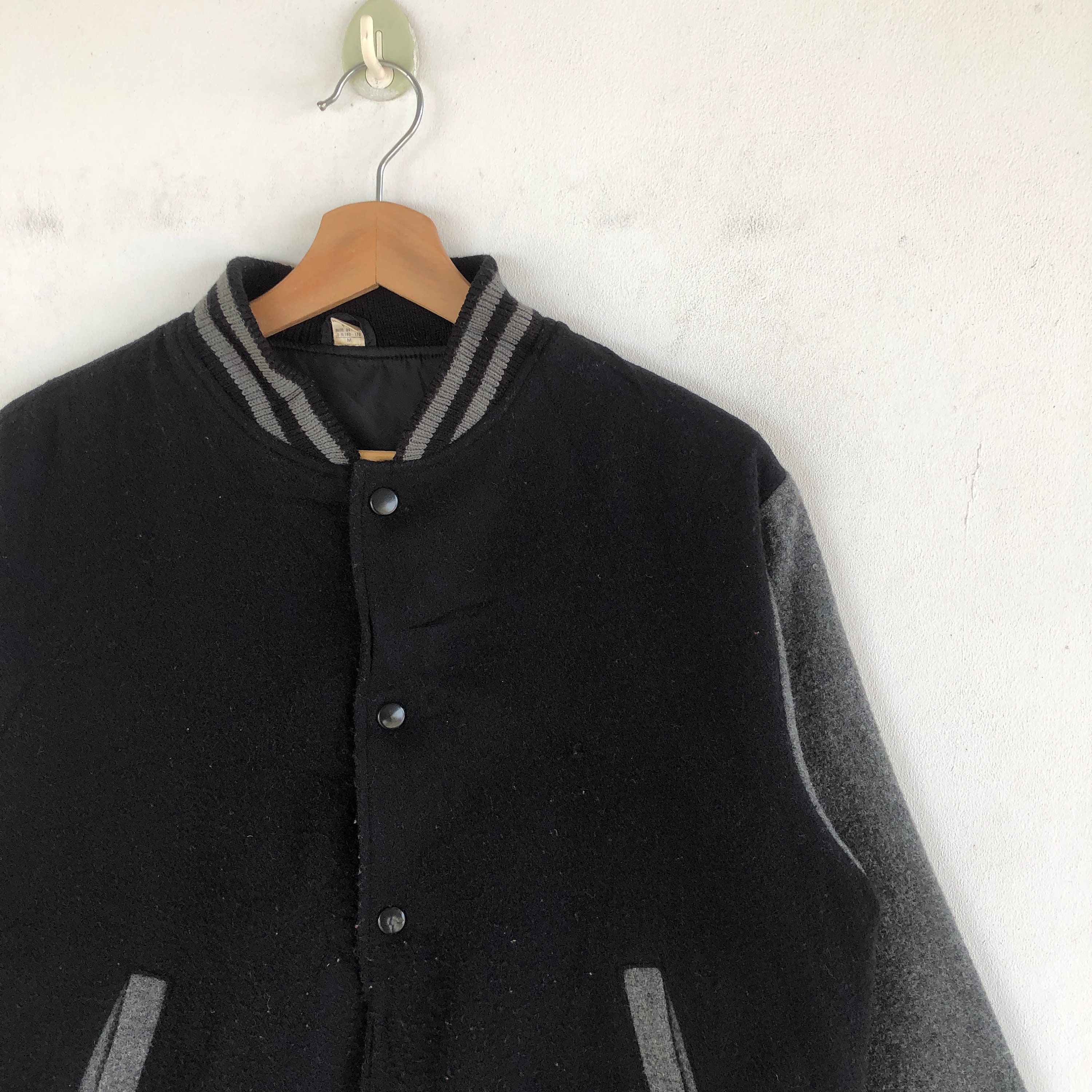 Vintage Japanese Varsity Wool Jacket 90s Bomber Harajuku Jacket Medium ...