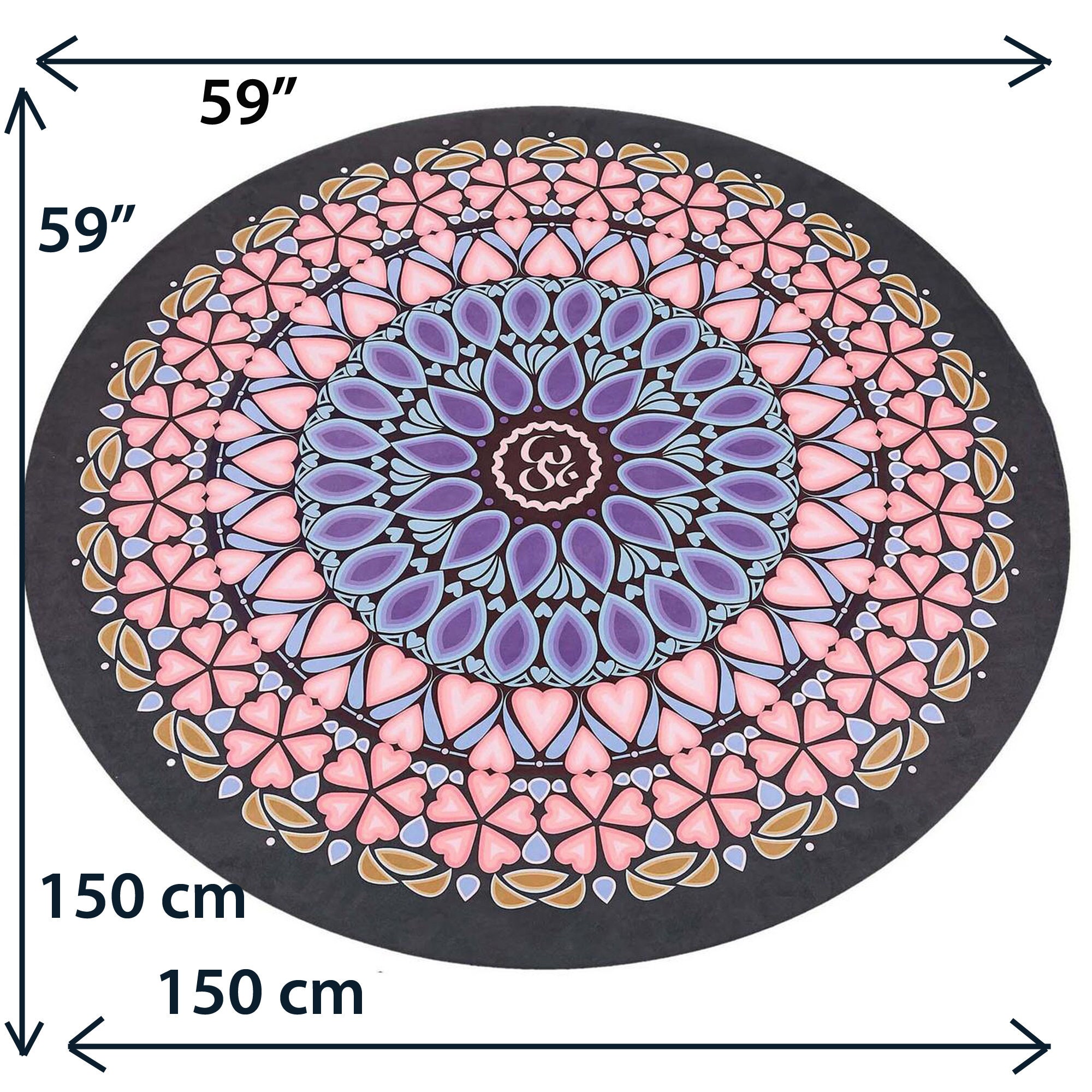 59-inch Round Suede Yoga Mat, Mandala Design, Meditation Mat, Circle ...