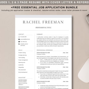 Professional Resume Template for Word 1 2 and 3 Page Resume - Etsy