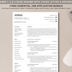 Professional Resume Template for Word 1 2 and 3 Page Resume - Etsy