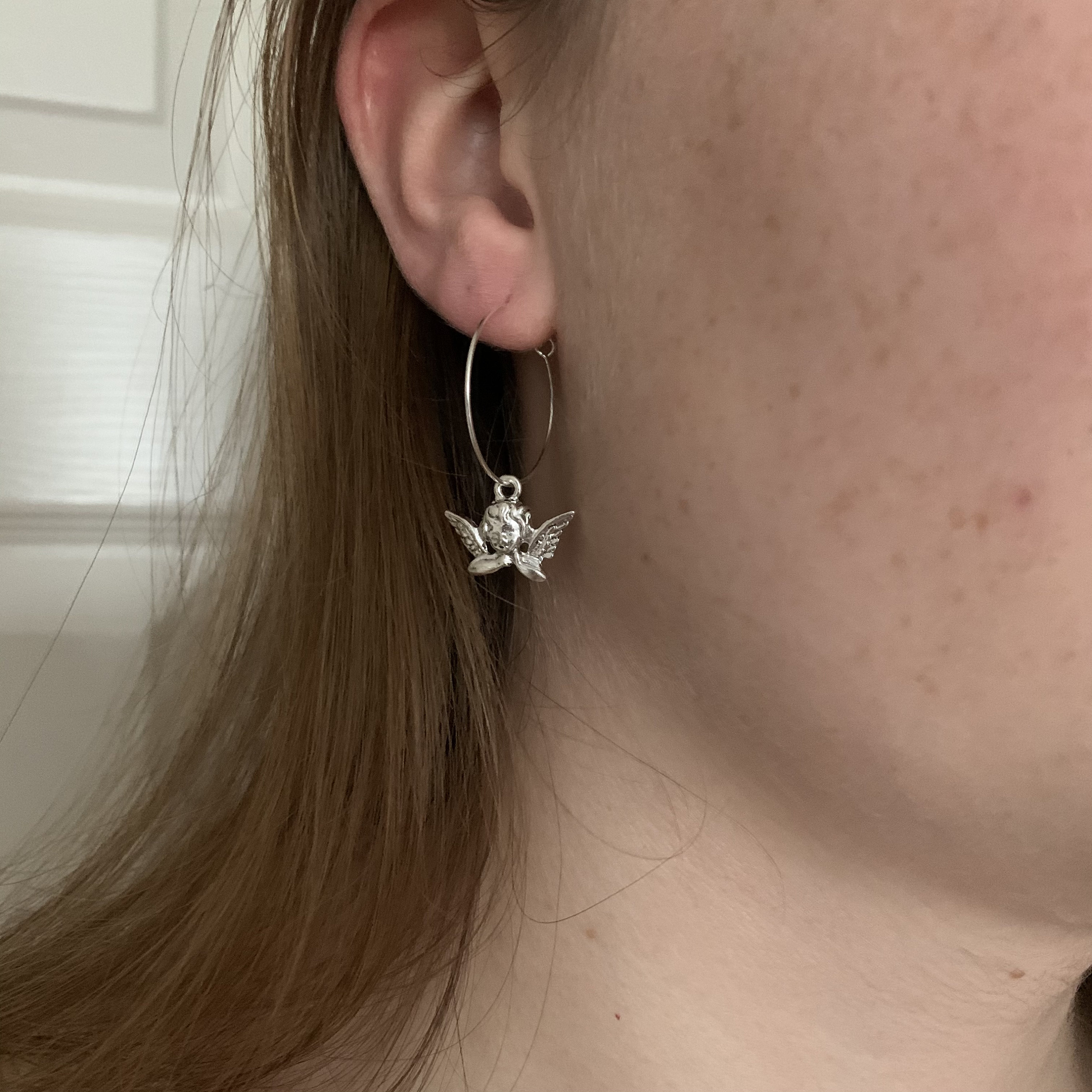 Gold/Silver Cherub Hoop Earrings | Etsy