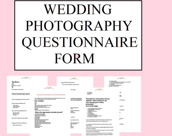 Wedding Photography Questionnaire Form Pre Wedding Photography ...