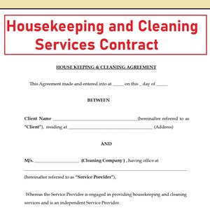 Cleaning Services Contract - Cleaning Services Agreement - Housekeeping ...