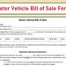 Motor Vehicle Bill of Sale - Digital Print | Fillable PDF Form | Car ...