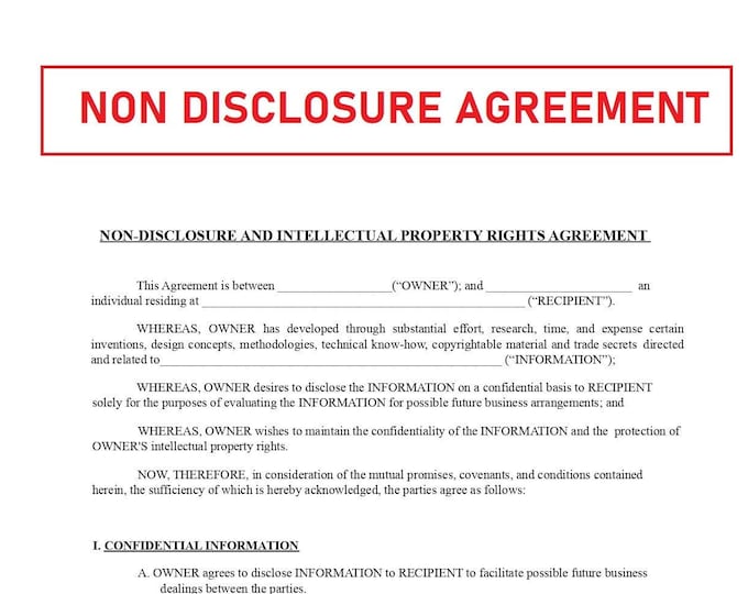Non Disclosure Agreement Template NDA Forms NDA Template Fillable PDF ...