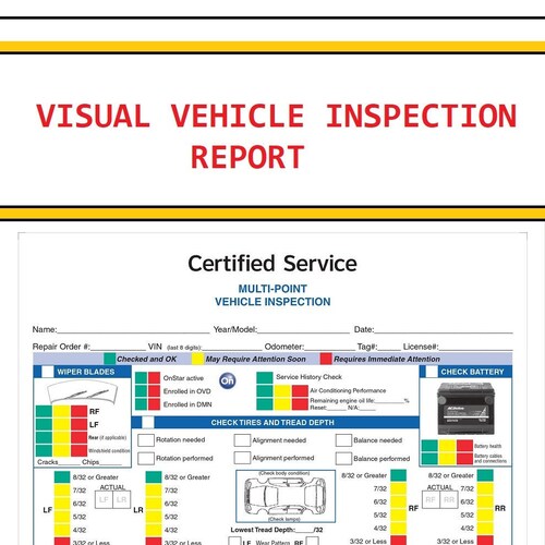 Visual Vehicle Inspection Report Fillable PDF Multi-point - Etsy Ireland