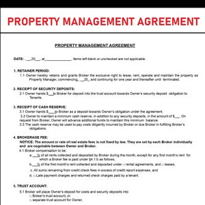 Property Management Agreement - Residential or Commercial Property ...