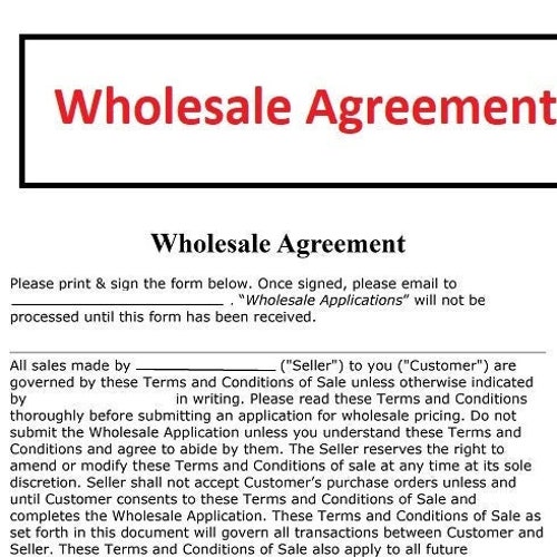 Wholesale Agreement Wholesale Template PDF File Instant - Etsy