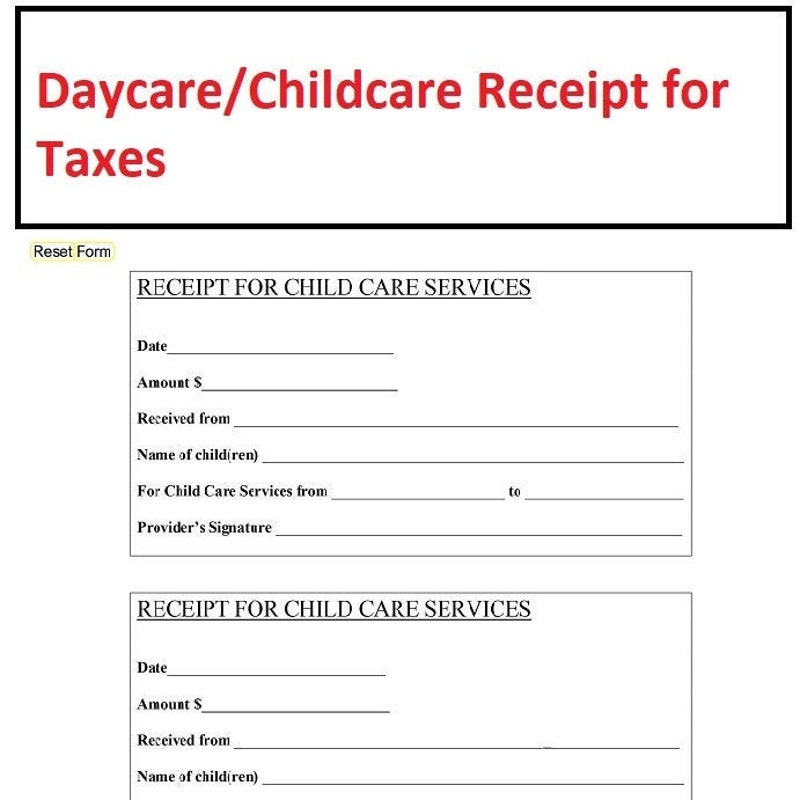 Childcare Receipt - Etsy