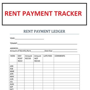 Monthly Yearly Rent Payment Tracker Rental Payments Tracker PDF Format ...