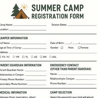 Summer Camp Registration Form Printable - Kids Summer Camp Form Sign up ...