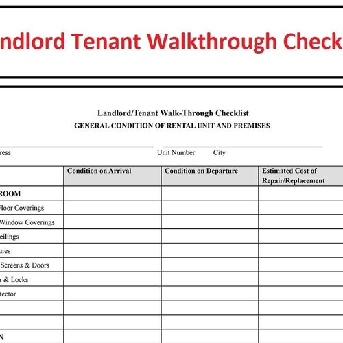 Landlord Tenant Walkthrough Checklist PDF File Available - Etsy UK