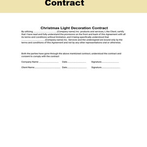 Christmas Light Decoration Contract / Agreement - Christmas Light ...