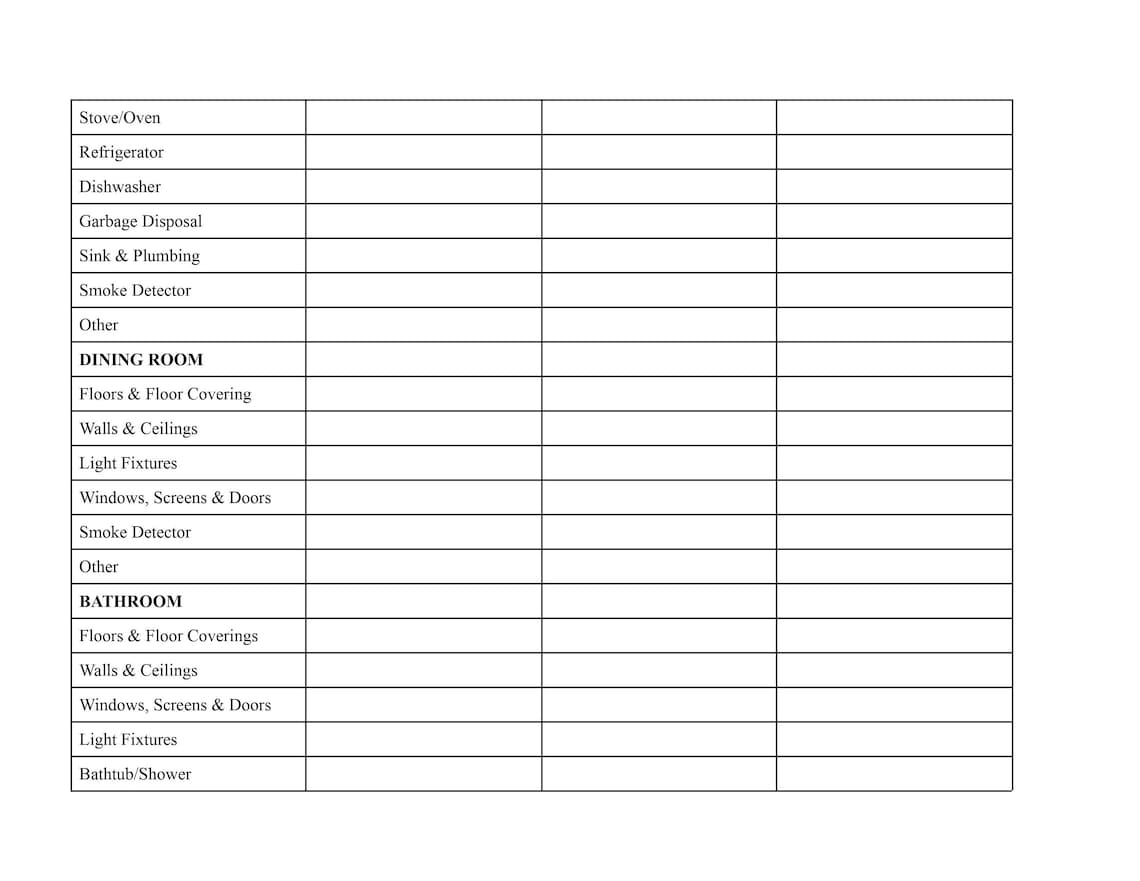 Landlord Tenant Walkthrough Checklist - PDF File - Available for ...