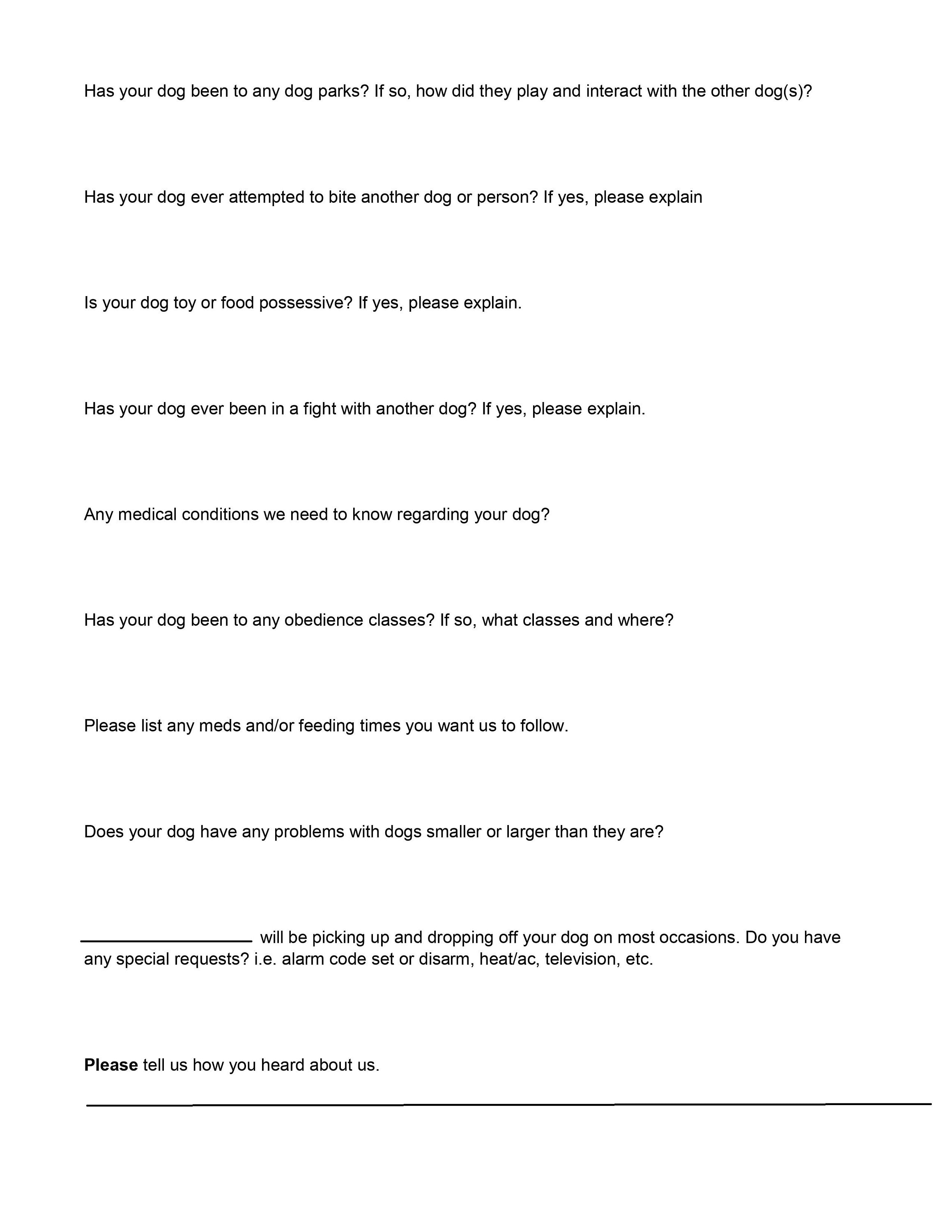 Pet Sitting Waiver Form Pet Sitting Release Form Dog | Etsy