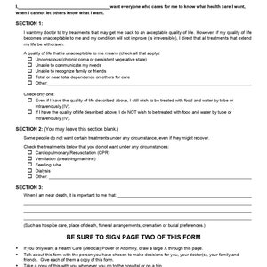 Editable Living Will Form, Living Will Template, Living Will ...
