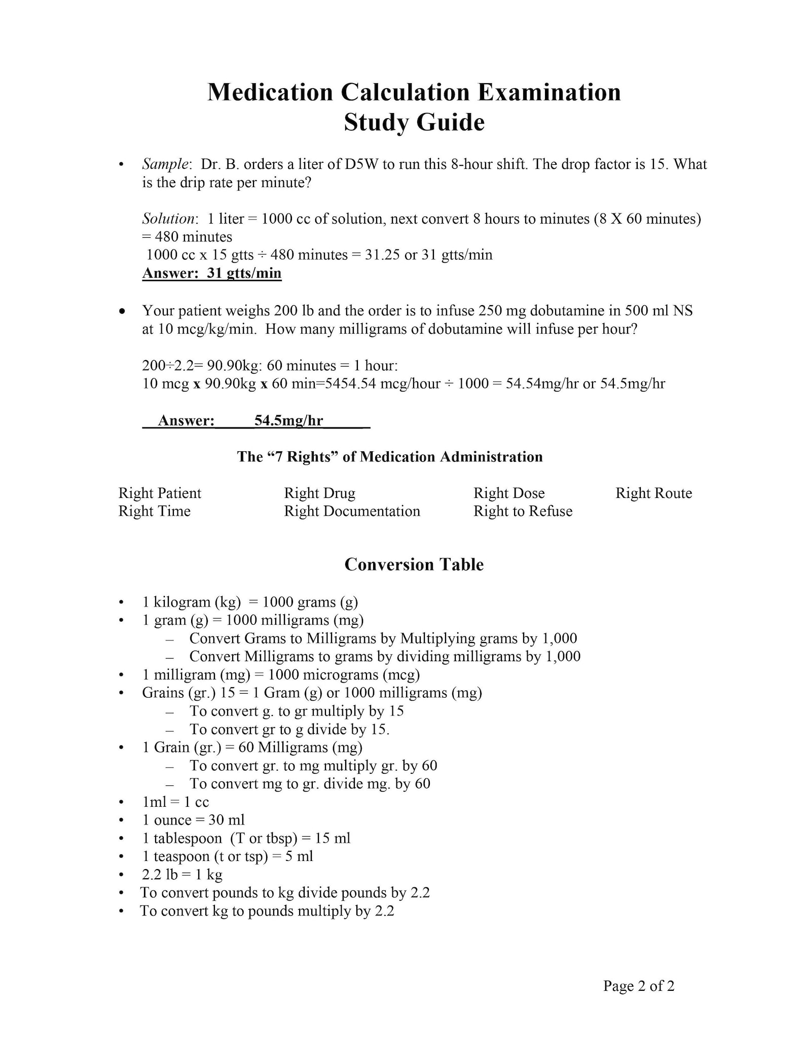 Dosage Calculation - Dosage Calculation for Nursing Practice - Etsy UK