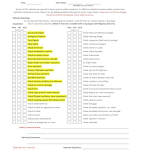Visual Vehicle Inspection Report - Vehicle Inspection Worksheet ...