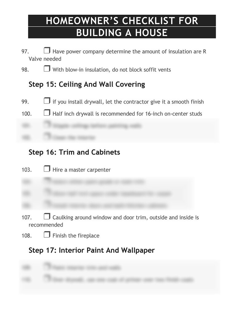 All-in-one New Home Construction Checklist - Building Planner and ...