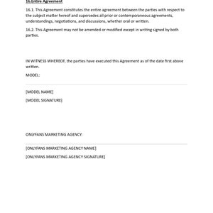 Onlyfans Agency Contract Management Agency Model Contract - Etsy