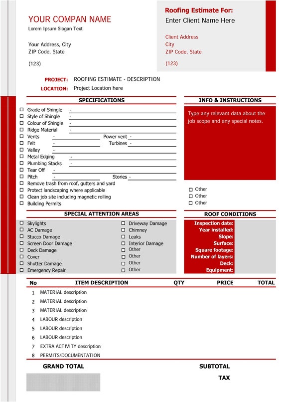 Commercial Roofing Estimate Templates Roofing Proposal Template,