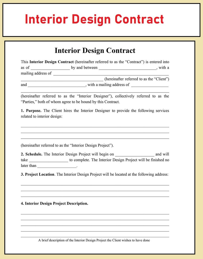 Interior Design Contract - Interior Design Agreement Template - Word ...