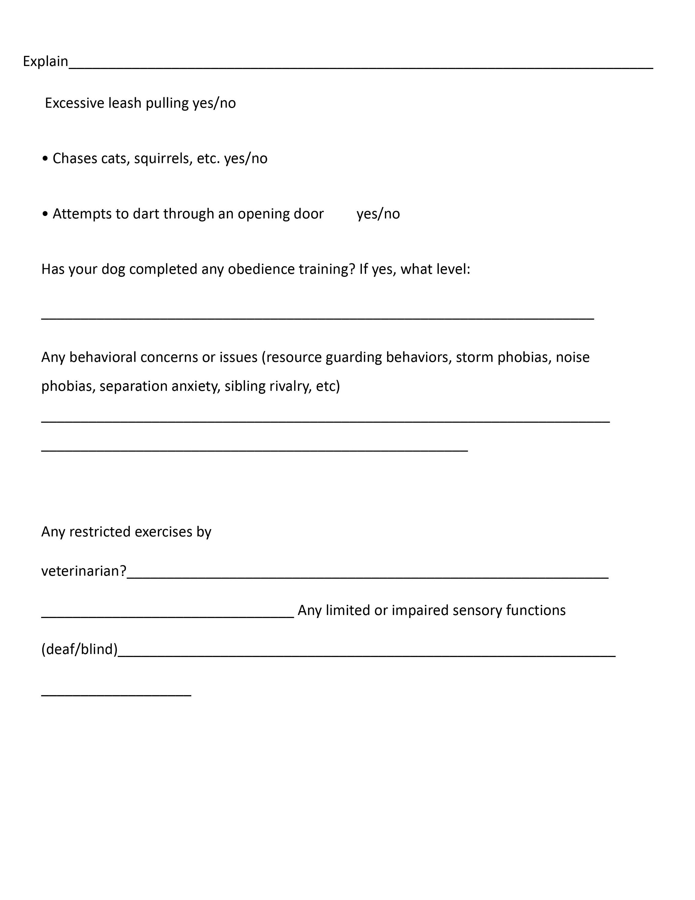 Dog Walking Registration Form With Service Agreement Pet | Etsy