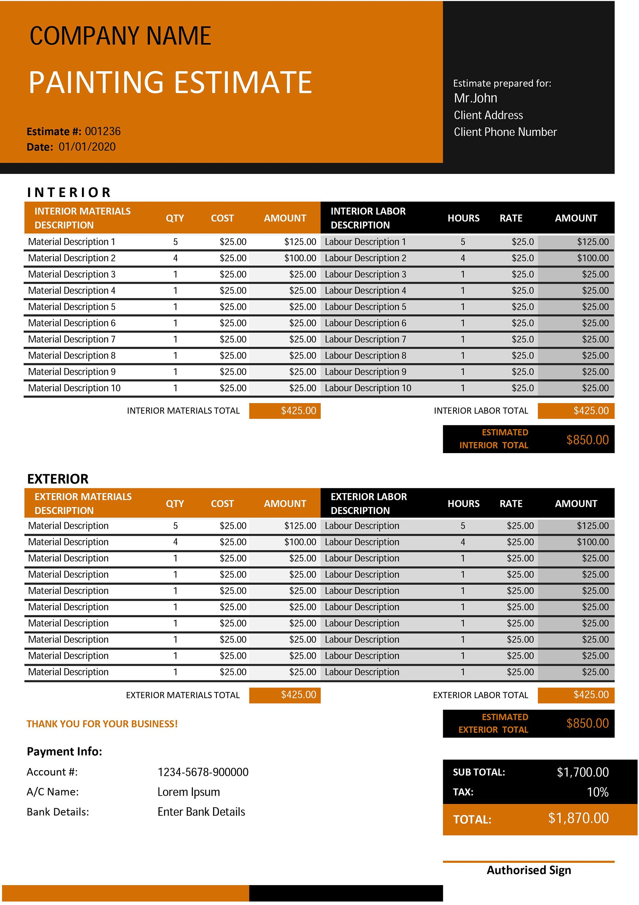 Hoja De Presupuesto De Pintura Cómo Cotizar Un Trabajo De Techado,