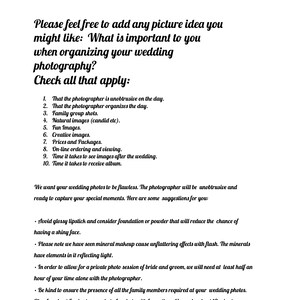 Wedding Photography Questionnaire Form - Pre Wedding Photography ...