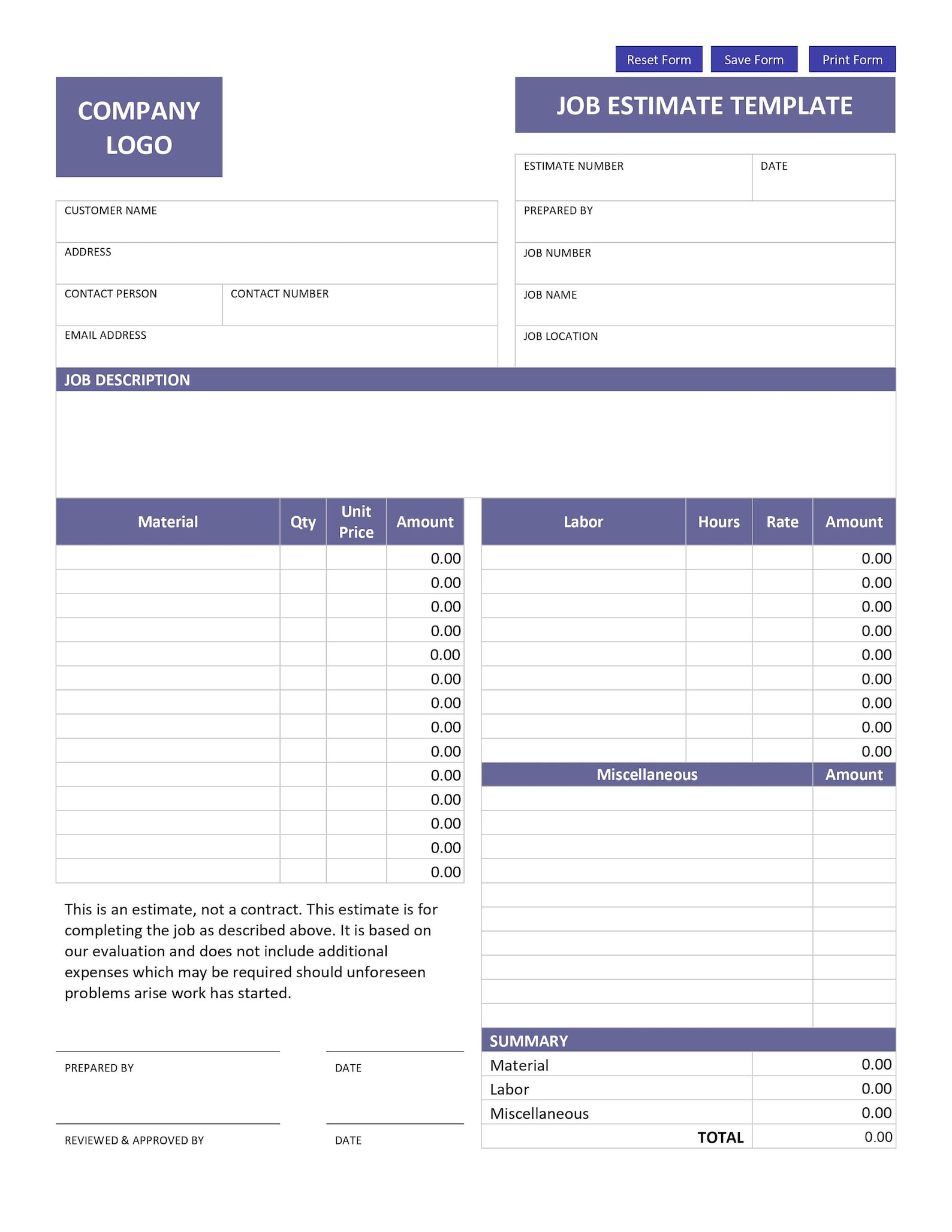 Job Proposal & Contract Form - Job Proposal Form - Job Estimation ...
