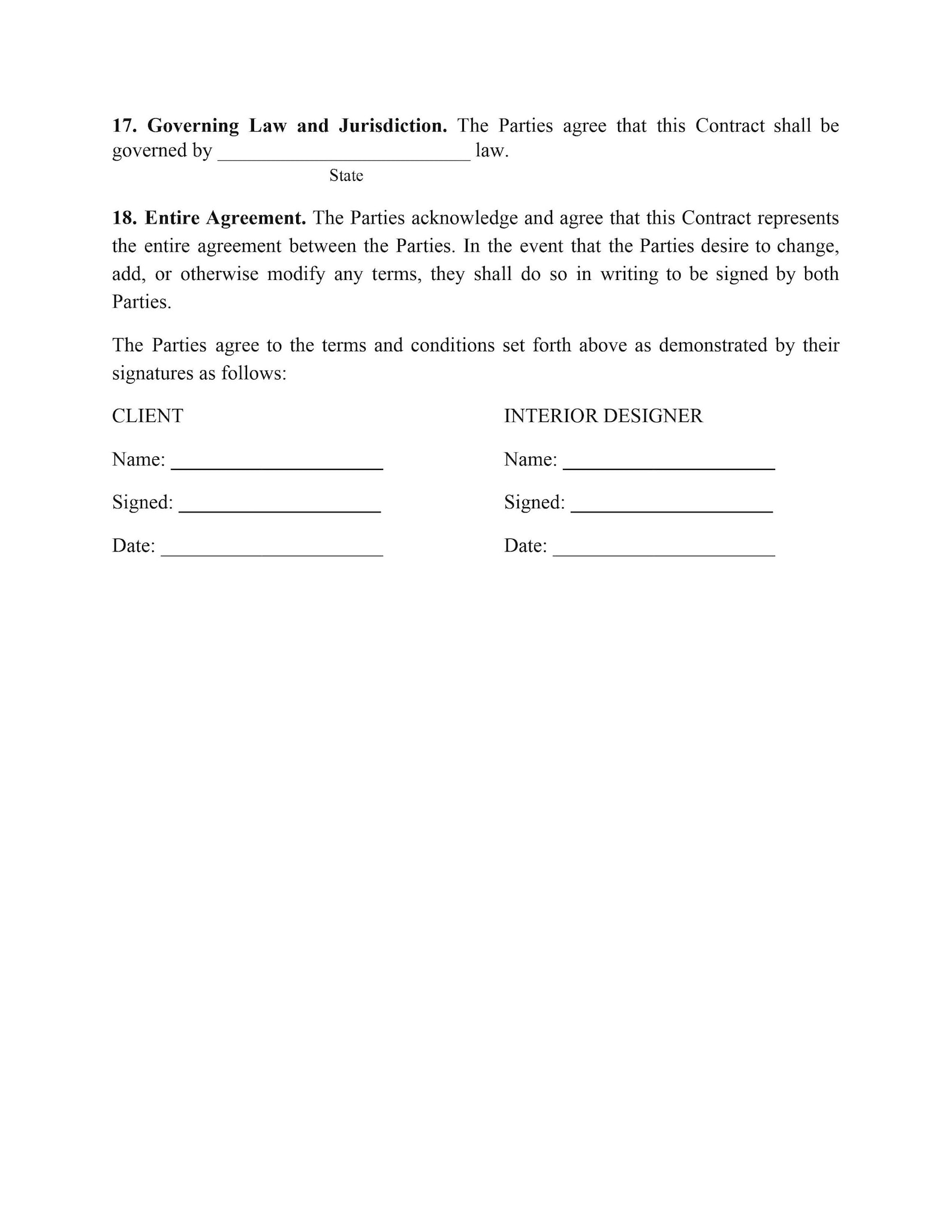 Interior Design Contract - Interior Design Agreement Template - Word ...