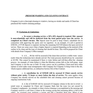 Pressure Cleaning Agreement︱ Power Washing Contract ︱ 12 Pages Contract ...