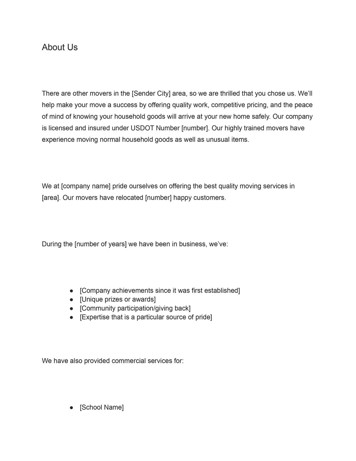 Moving Services Contract - Packaging and Moving Services Agreement ...