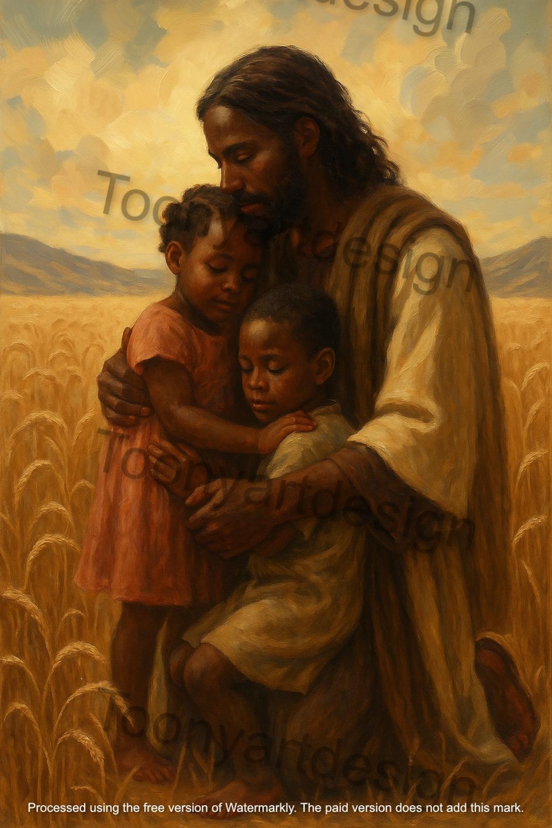 Black Jesus With Children - Black Jesus Hugs Children - African ...
