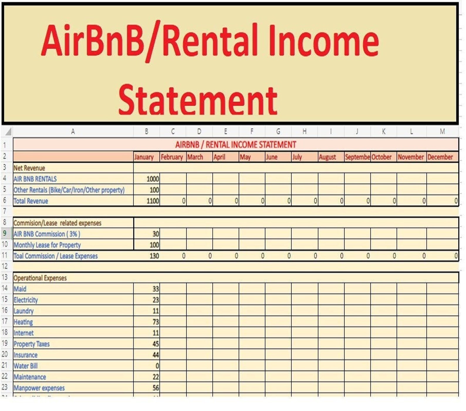 Airbnb and Rental Income Statement Tracker - Rental Property Income and ...
