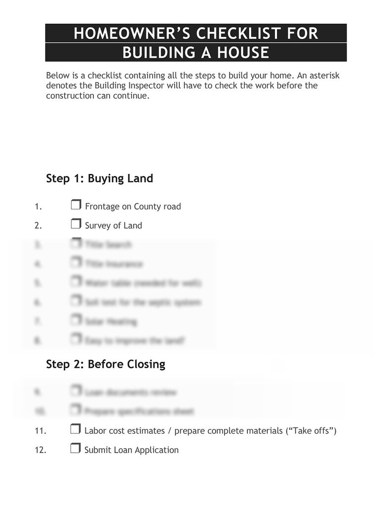 All-in-one New Home Construction Checklist - Building Planner and ...