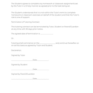 Tutor Contract - Tutoring Contract Template - Tutoring Contract Form ...