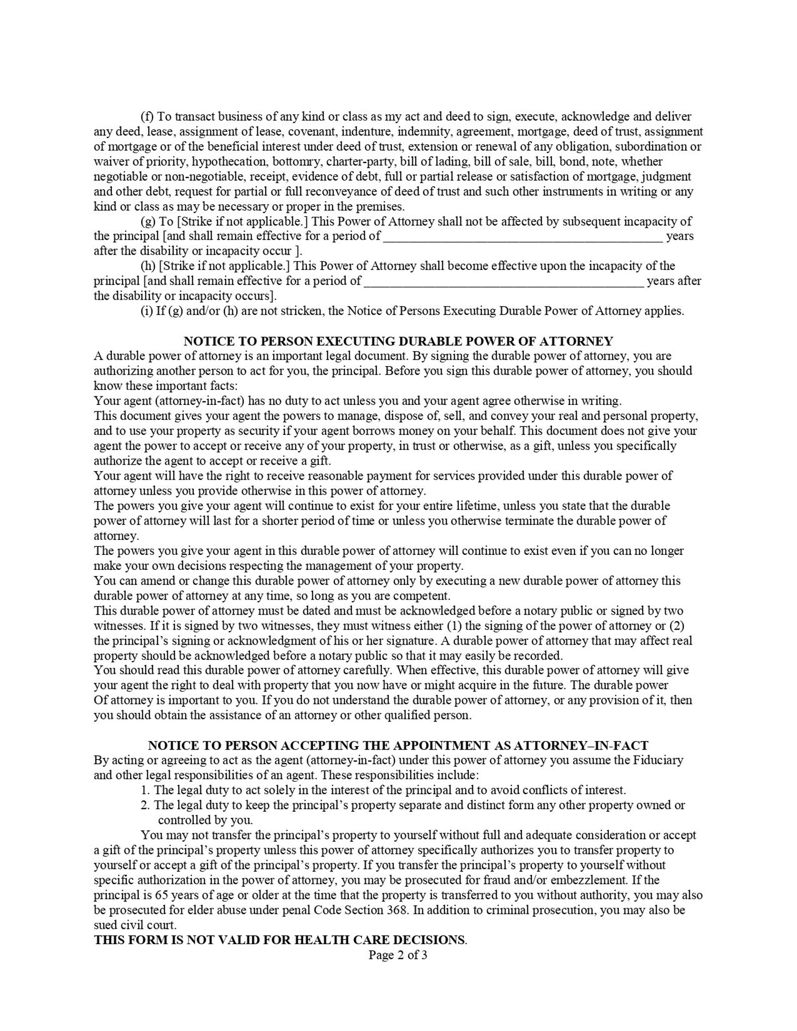 General Power of Attorney POA PDF File Available for - Etsy