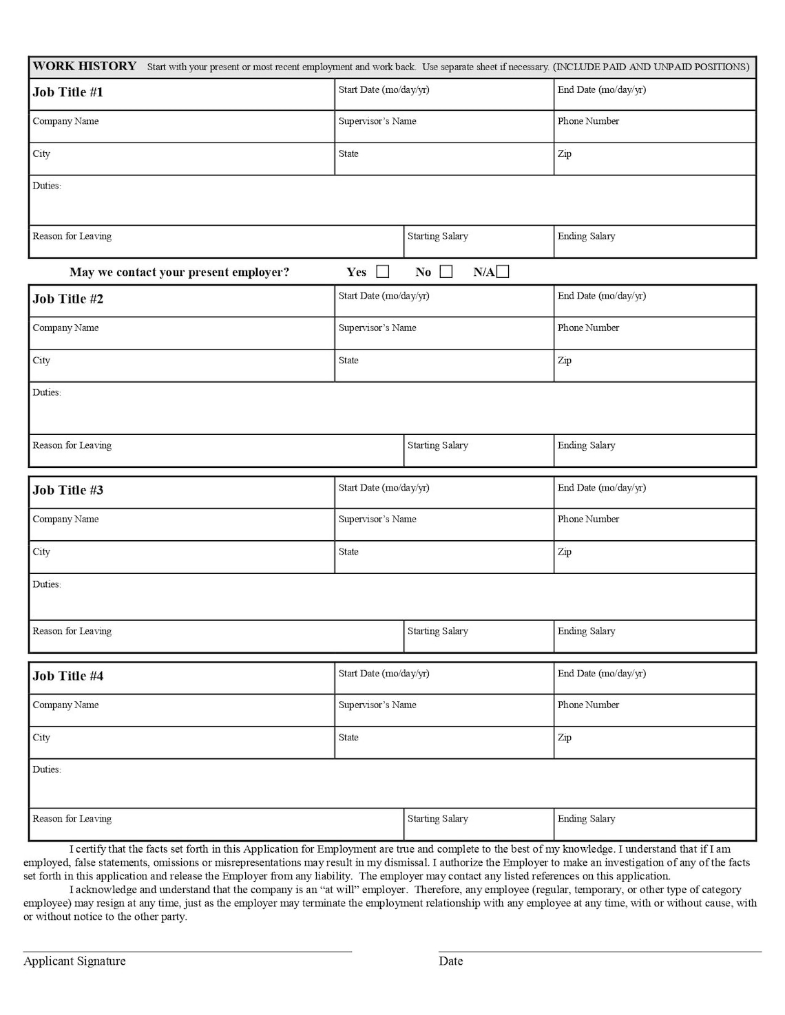 Job Application Form New Employee Form Job Application - Etsy