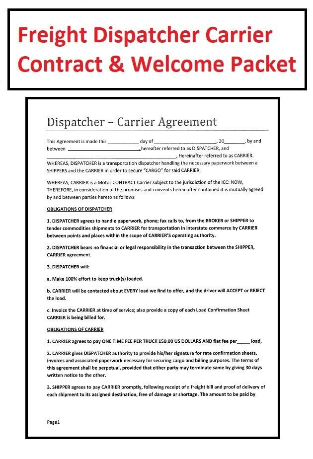 Freight Dispatch Carrier Contract Freight Dispatcher Etsy Finland