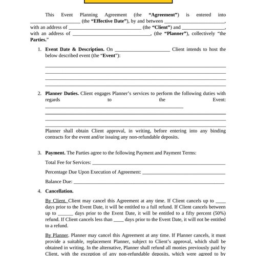 Editable Event Planner Contract Template Event Planner Etsy